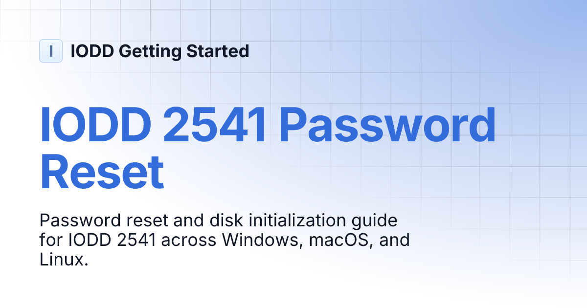 IODD 2541 Password Reset | IODD Getting Started