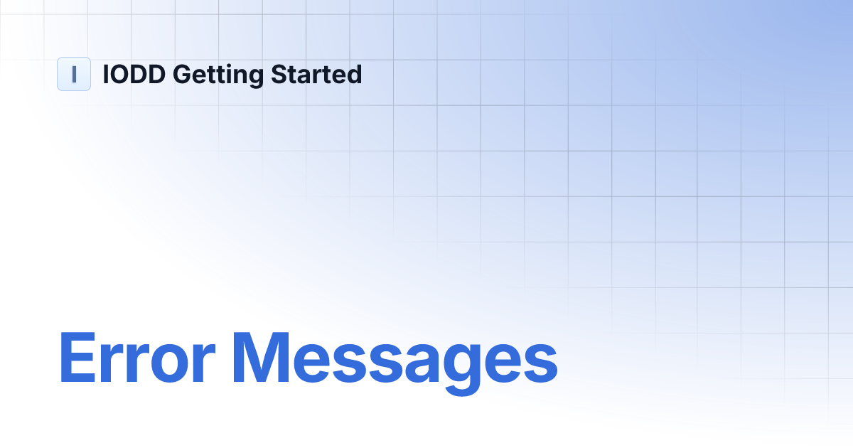 Error Messages | IODD Getting Started